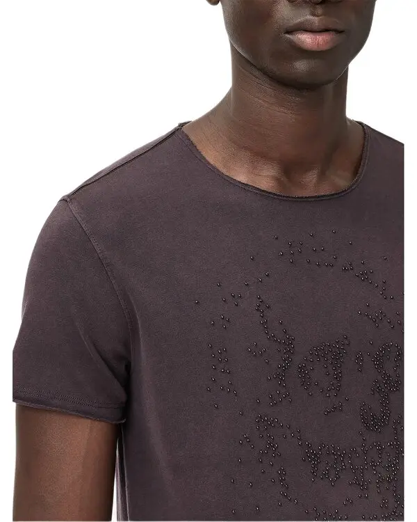 John Varvatos Raw Edge Beaded Skull Tee