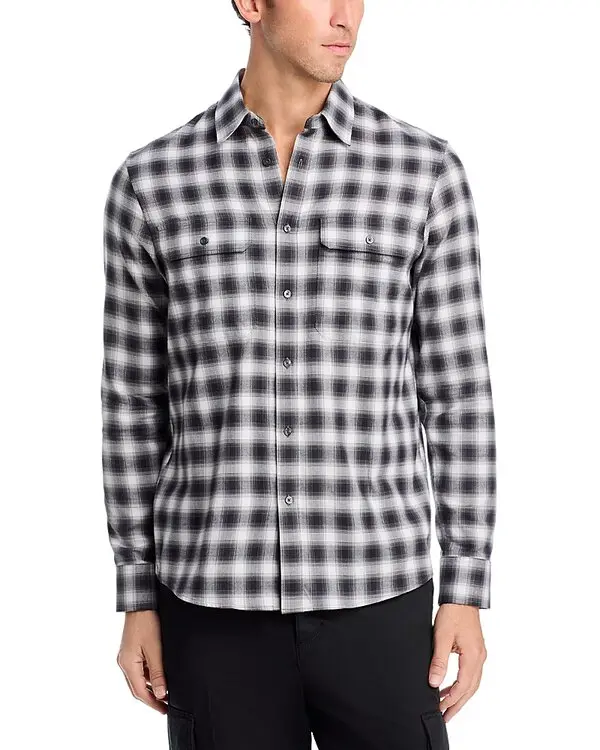 Michael Kors Plaid Classic Fit Button Down Shirt - Charcoal