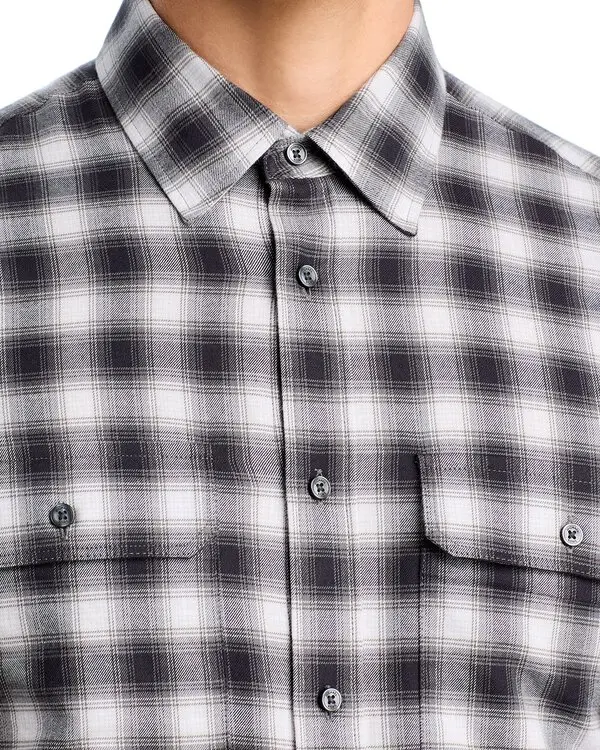 Michael Kors Plaid Classic Fit Button Down Shirt - Charcoal