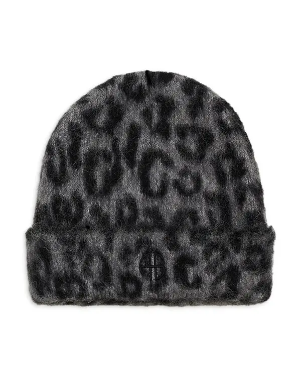 ANINE BING Elia Print Beanie - Leopard