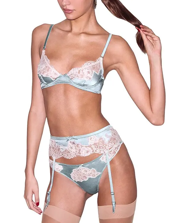 FLEUR DU MAL Juliet Lace Thong - Frosted Mint