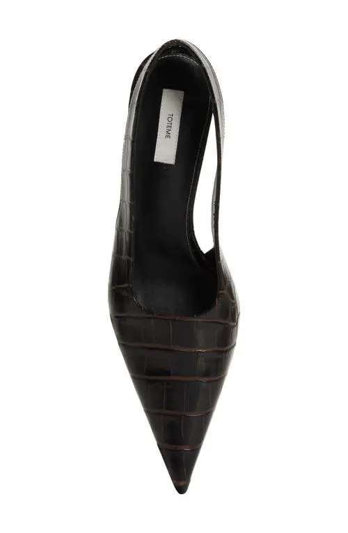 TOTÊME Croc Embossed Pointed Toe Slingback Pumps