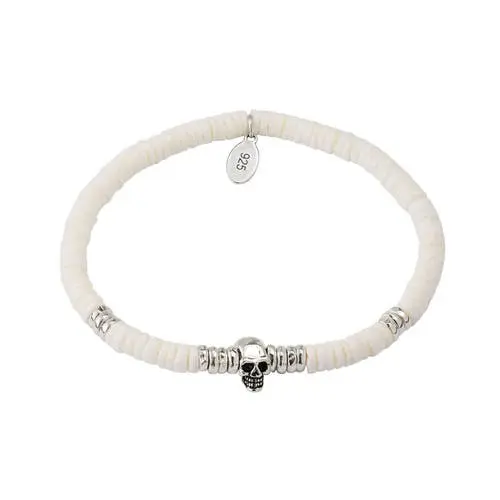 JAN LESLIE Sterling Silver Skull And Shell Bead Bracelet - White