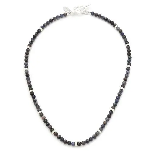 JAN LESLIE Gemstone Beaded Necklace With Sterling Silver - Sapphire