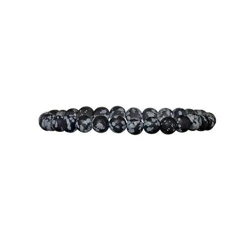 JAN LESLIE 4mm Sterling Lava Bead Bracelet - Black/grey