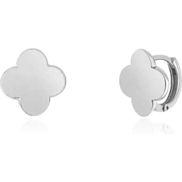 THE LOVERY Gold Clover Stud Earrings - White Gold