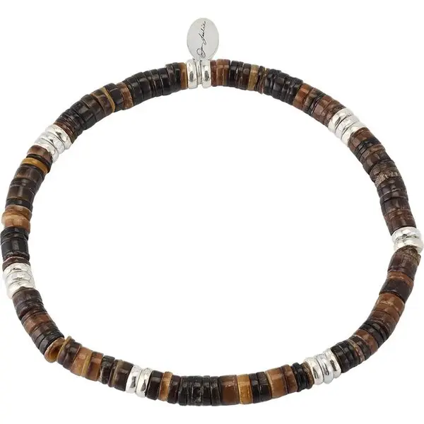 JAN LESLIE Heishi Shell And Sterling Silver Bead Bracelet - Brown