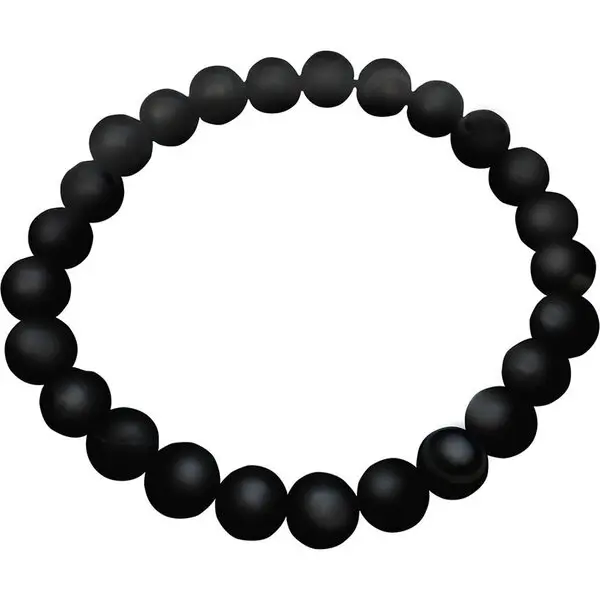 JAN LESLIE 8mm Matte Onyx Beaded Stretch Bracelet - Black