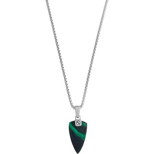 JAN LESLIE Azurite Malachite Arrow Pendant Sterling Silver Necklace - Blue/green