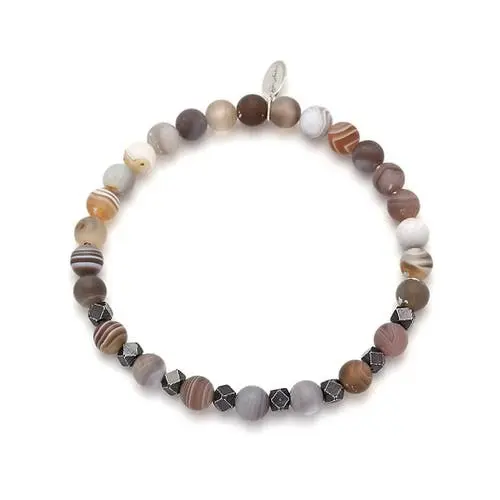 JAN LESLIE Matte Agate Bead Bracelet - Grey