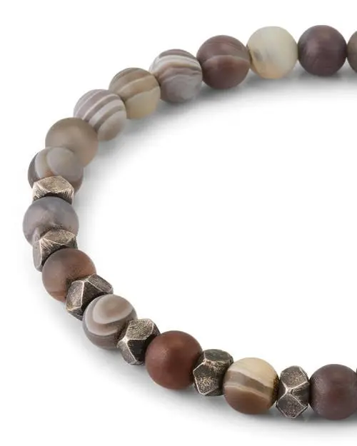 JAN LESLIE Matte Agate Bead Bracelet - Grey