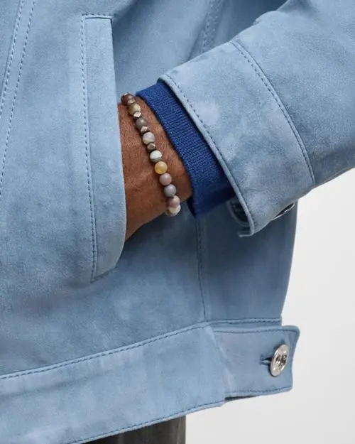 JAN LESLIE Matte Agate Bead Bracelet - Grey