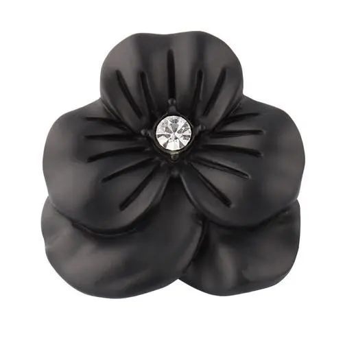 JAN LESLIE Flower Lapel Pin - Black Crystal