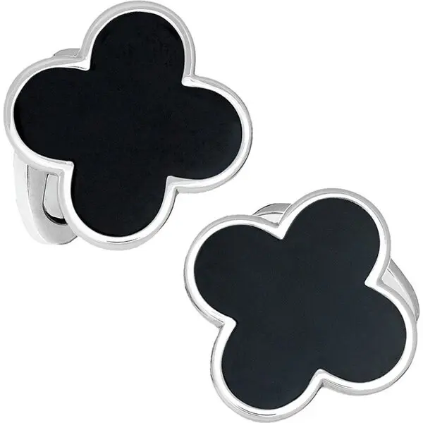 JAN LESLIE Four Leaf Clover Cufflinks - Black