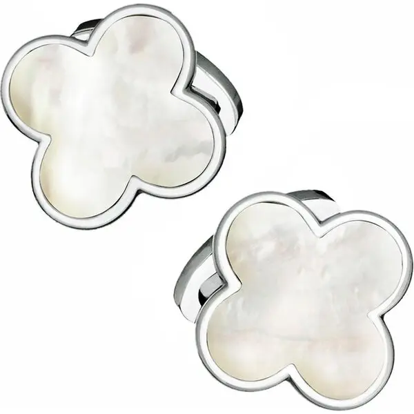 JAN LESLIE Four Leaf Clover Cufflinks - White