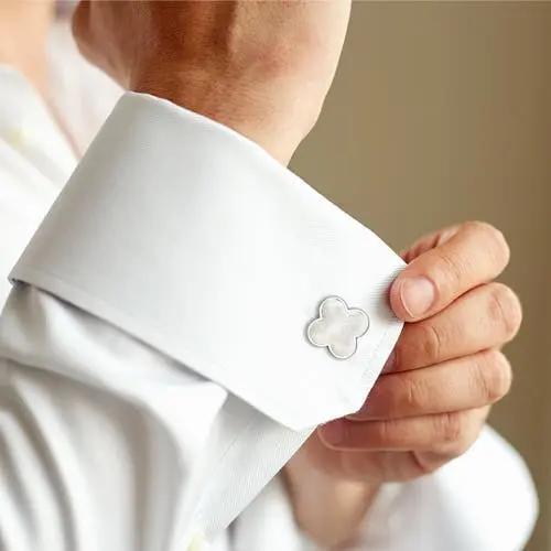 JAN LESLIE Four Leaf Clover Cufflinks - White