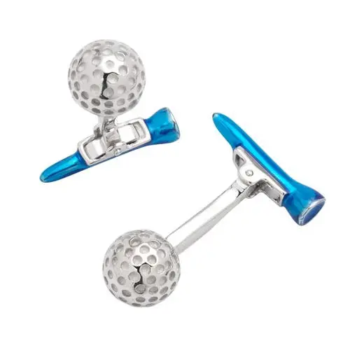 JAN LESLIE Golf Ball And Tee Sterling Cufflinks