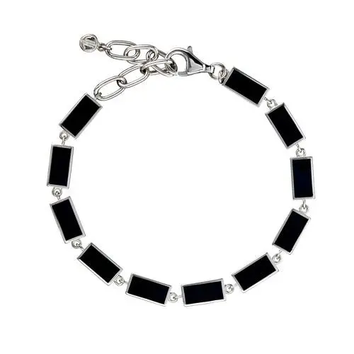 JAN LESLIE Dash Rectangle Link Bracelet - Black