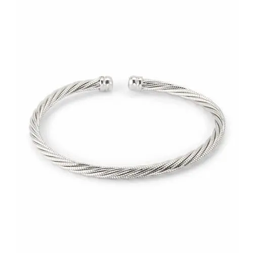 JAN LESLIE Adjustable Stainless Steel Twisted Cable Cuff Bracelet - Silver