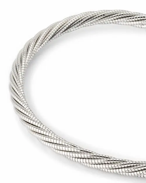 JAN LESLIE Adjustable Stainless Steel Twisted Cable Cuff Bracelet - Silver