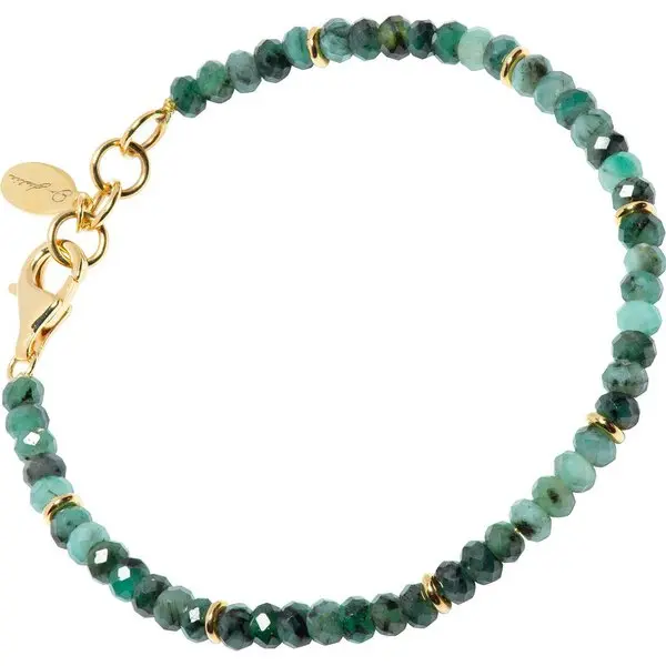 JAN LESLIE 18k Gold Gemstone Beaded Bracelet - Emerald