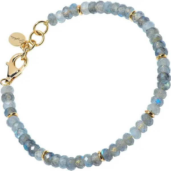 JAN LESLIE 18k Gold Gemstone Beaded Bracelet - Labradorite