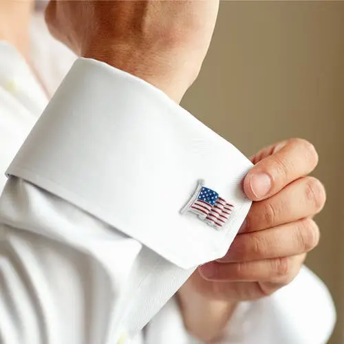 JAN LESLIE American Flag Sterling Cufflinks