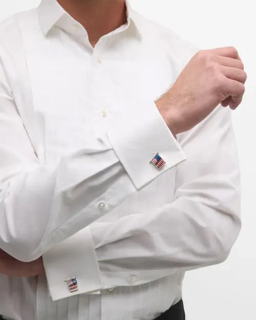 JAN LESLIE American Flag Sterling Cufflinks