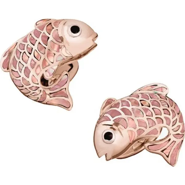 JAN LESLIE Koi Fish Mother Of Pearl Sterling Cufflinks - Rose Gold