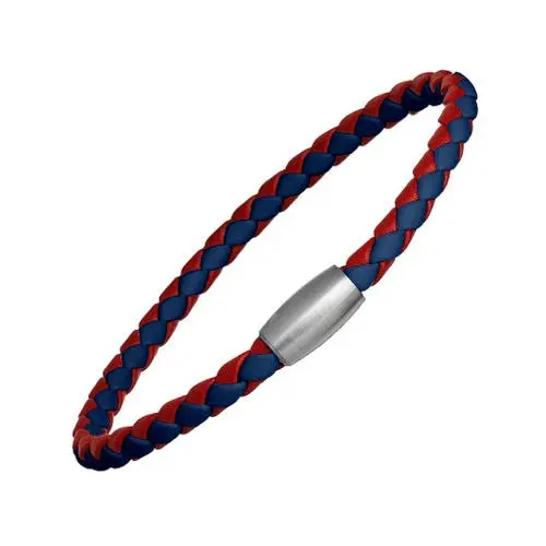 JAN LESLIE Woven Leather Bracelet With Magnetic Closure - Royal Blue