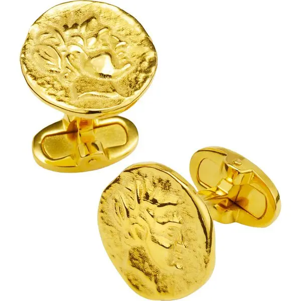 JAN LESLIE Coin 18k Plated Sterling Silver Vermeil Cufflinks - Gold