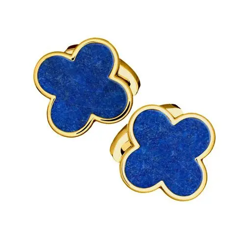 JAN LESLIE Four Leaf Clover 18k Gold Vermeil Sterling Cufflinks - Blue