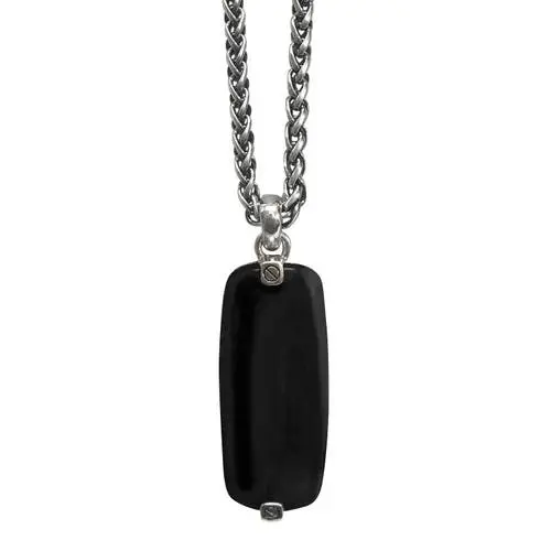 JAN LESLIE Onyx Gemstone Tag Sterling Silver Pendant Necklace - Black