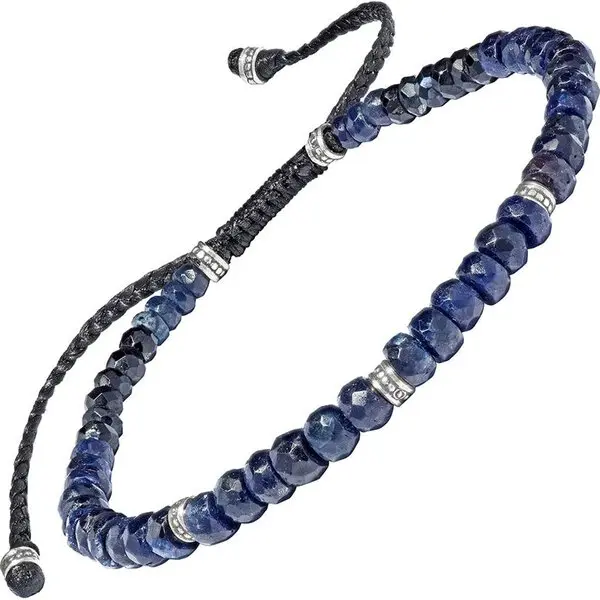 JAN LESLIE Faceted Fluorite And Bead Bracelet - Sapphire