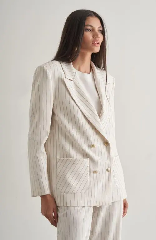 MIZALLE Striped Double-breasted Blazer