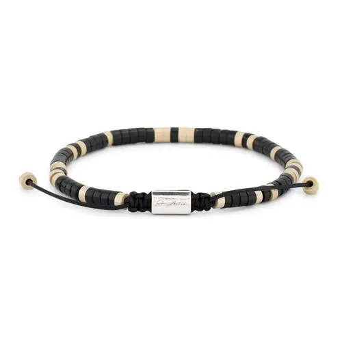 JAN LESLIE Agate Bead Sterling Silver Bracelet - Black