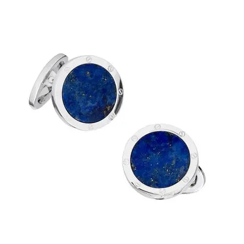 JAN LESLIE Rivet Etch Sterling Cufflinks - Blue