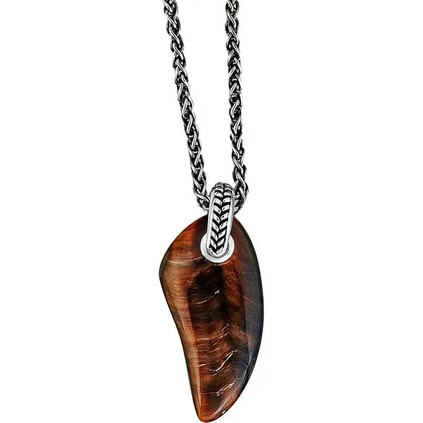 JAN LESLIE Gemstone Horn Pendant Necklace - Brown