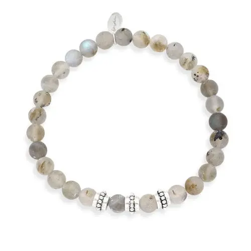 JAN LESLIE Labradorite And Sterling Silver Beaded Bracelet - Grey
