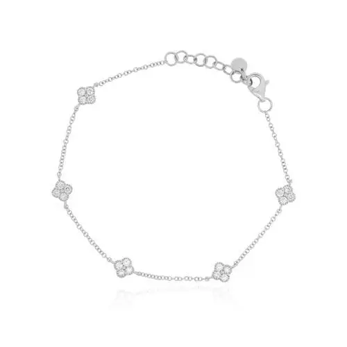 THE LOVERY FINE JEWELRY Diamond Clover Station Bracelet - White Gold