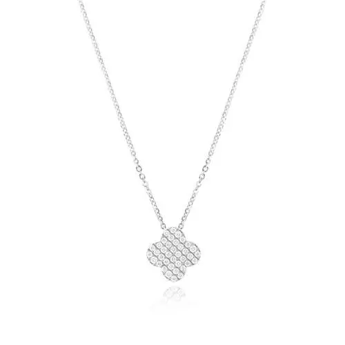THE LOVERY FINE JEWELRY Diamond Clover Necklace - White Gold