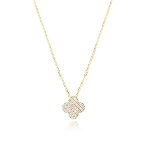 THE LOVERY FINE JEWELRY Diamond Clover Necklace - Yellow Gold