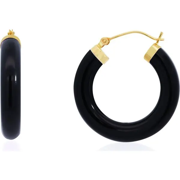 THE LOVERY FINE JEWELRY Gemstone Hoop Earrings - Onyx