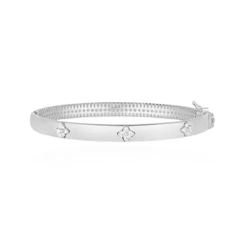 THE LOVERY FINE JEWELRY Diamond Clover Bangle - White Gold