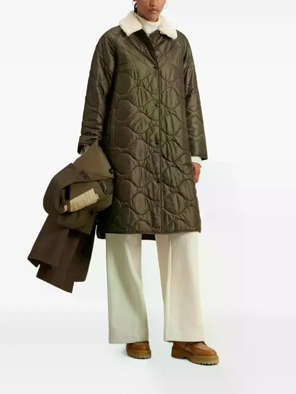 Woolrich Padded Coat With Faux-fur Collar - Green