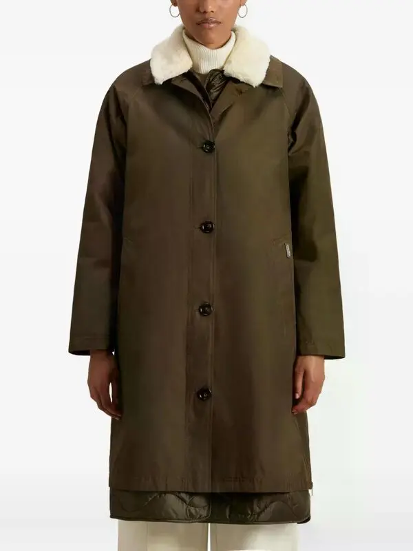 Woolrich Padded Coat With Faux-fur Collar - Green
