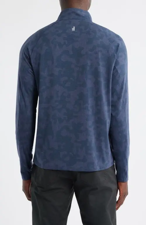 Johnnie-o Viktor Waffle Camo Print Quarter Zip Pullover - Navy