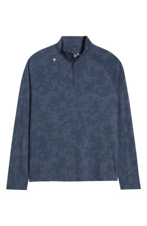 Johnnie-o Viktor Waffle Camo Print Quarter Zip Pullover - Navy