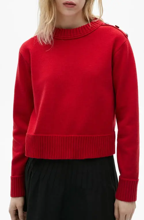Mango Button Detailed Mock Neck Sweater - Red