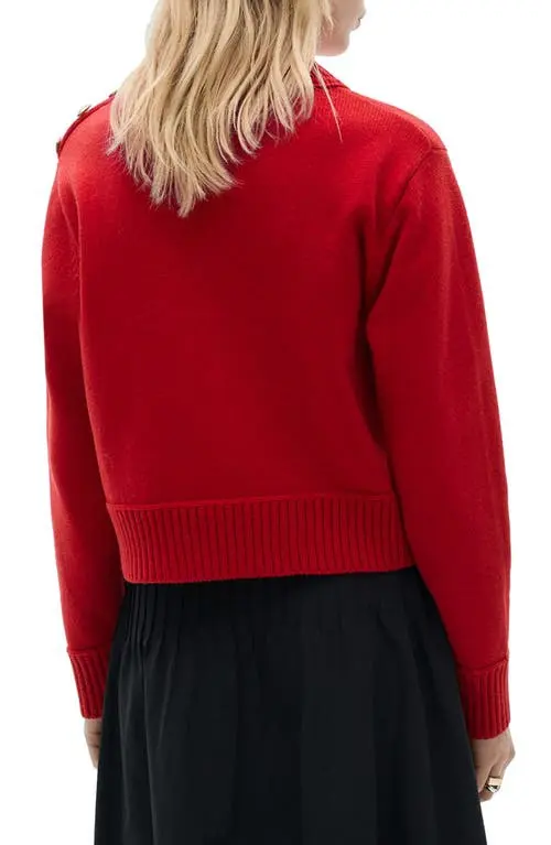 Mango Button Detailed Mock Neck Sweater - Red